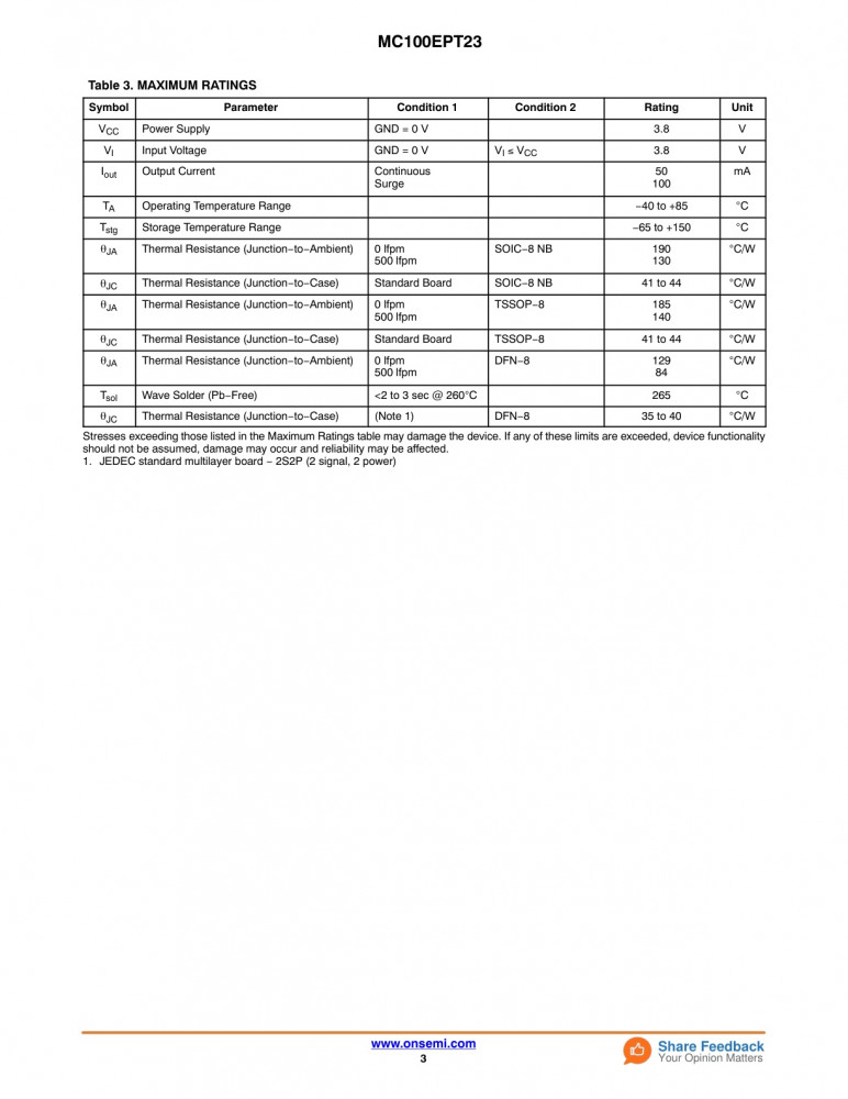 MC100EPT23 datasheet page 3