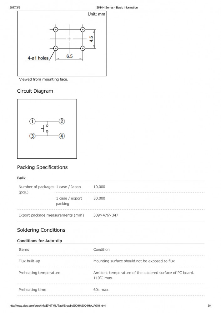 SKHHAJA010 mounting hole dimensions