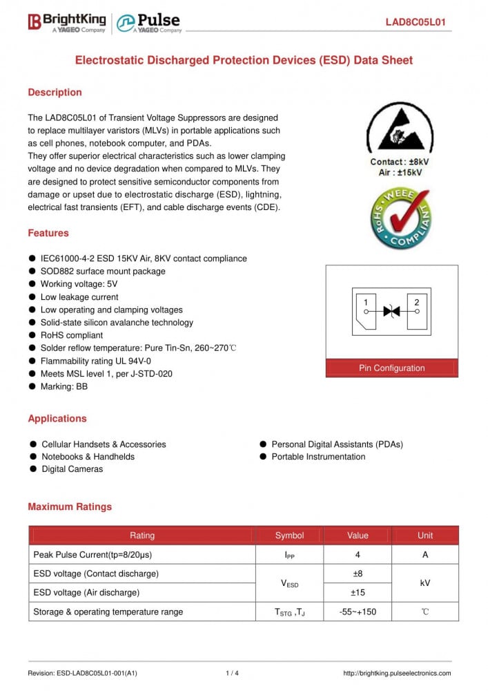 LAD8C05L01 datasheet page 1