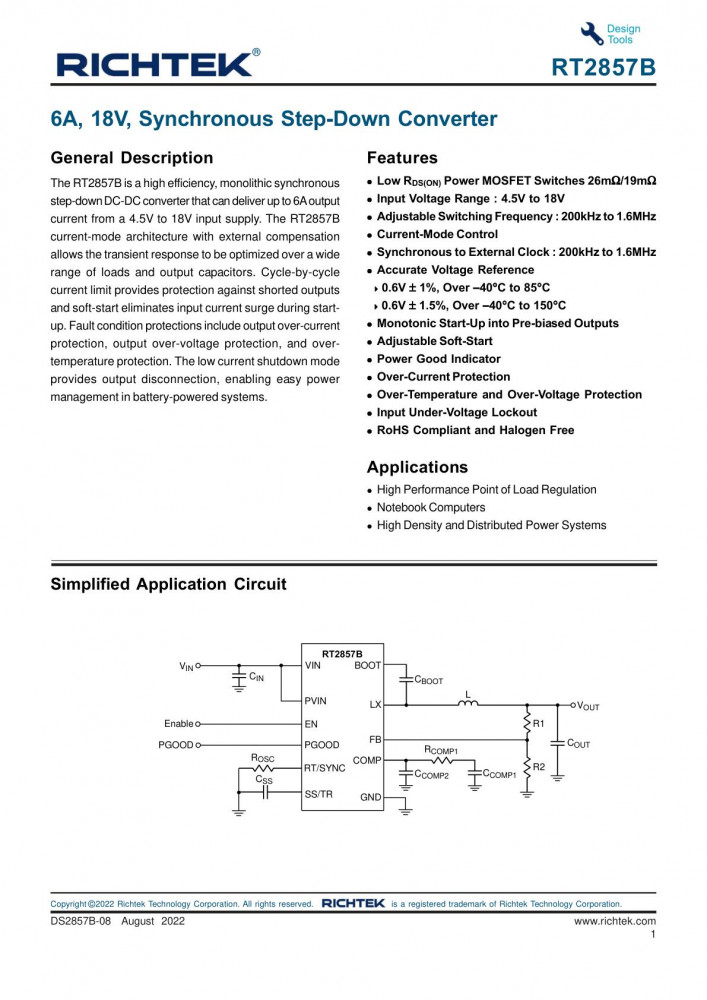 RT2857B datasheet page 1