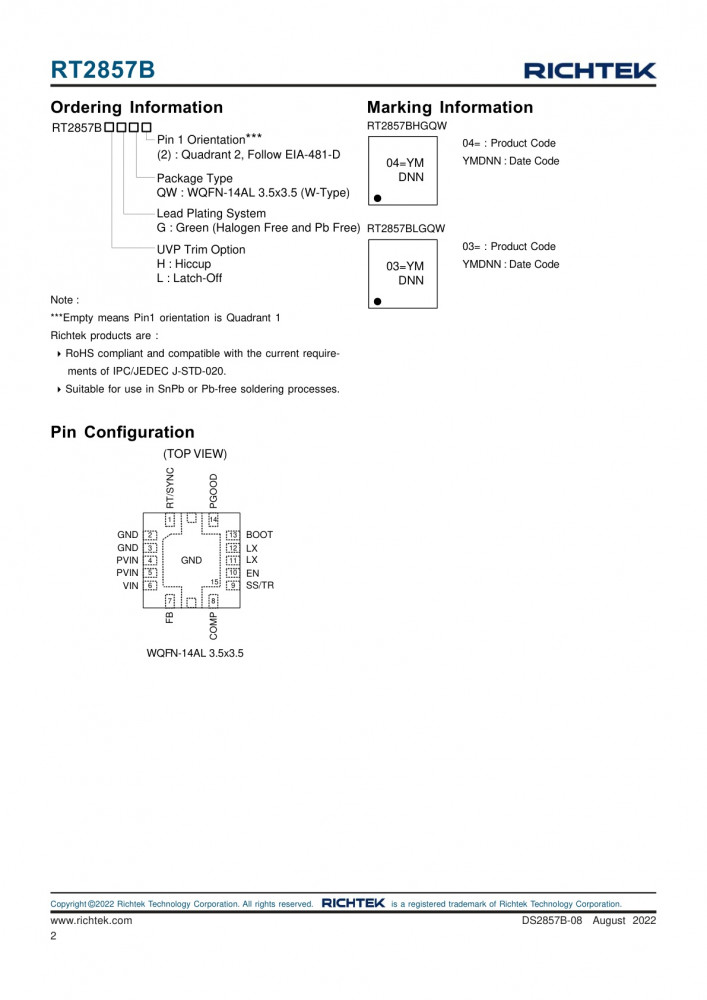 RT2857B datasheet page 2