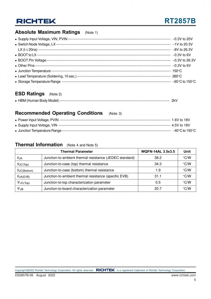 RT2857B datasheet page 5