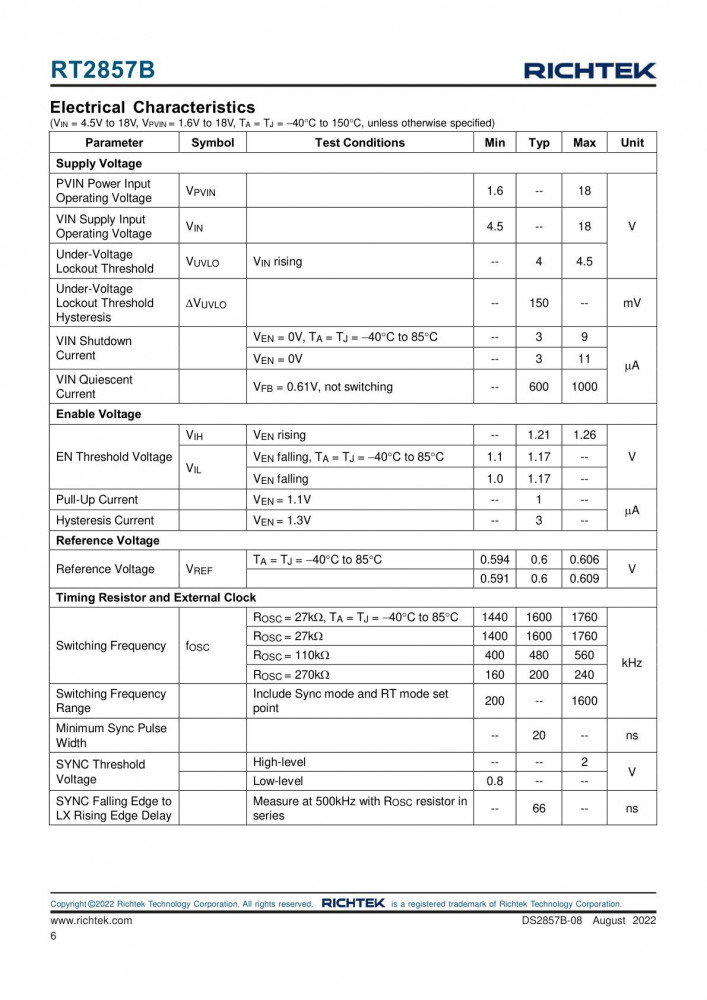 RT2857B datasheet page 6