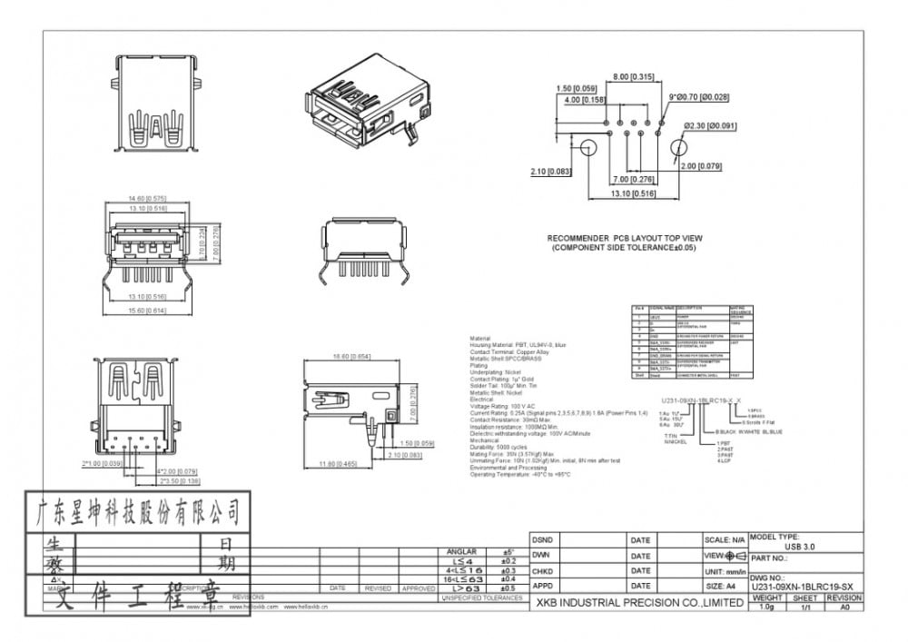 U231-091N-1BLRC19-S1 technical drawing page 1