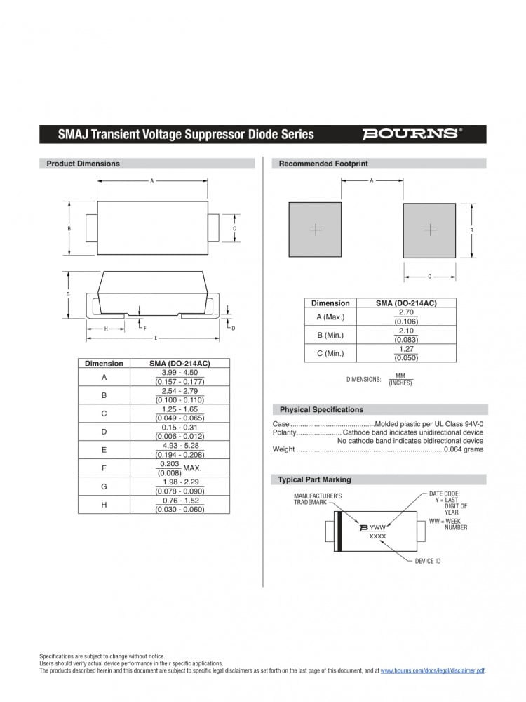 SMAJ series datasheet page 3