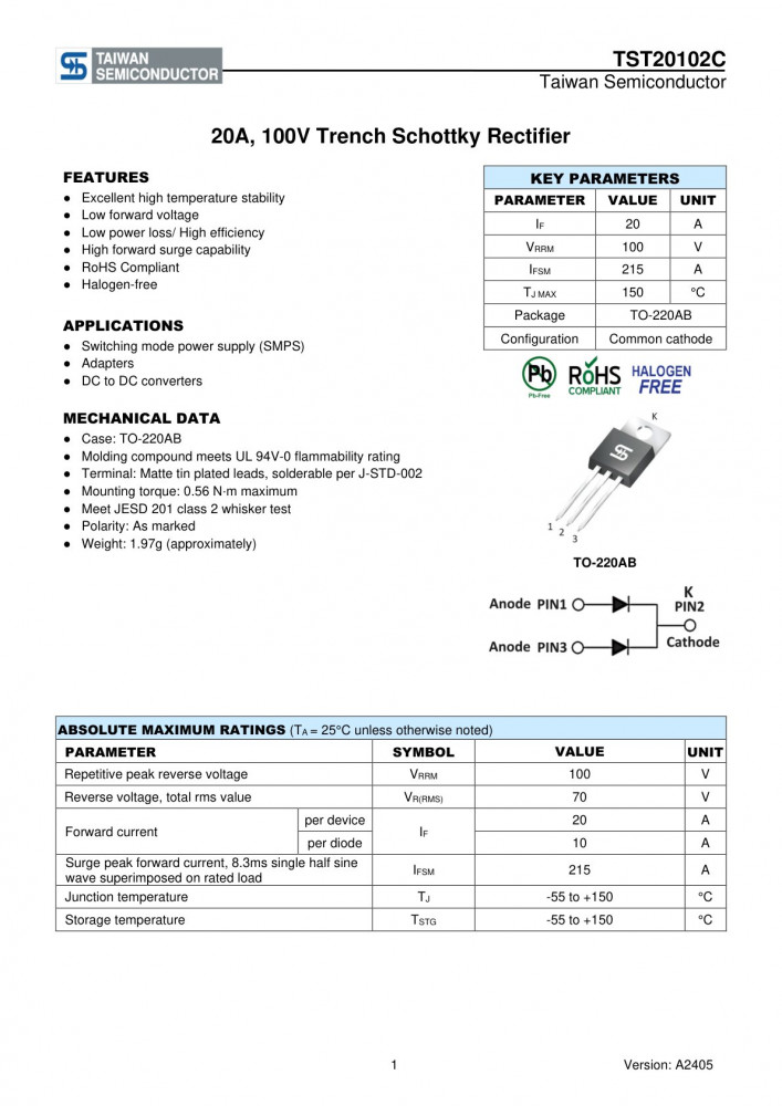 TST20102C technical document, page 1