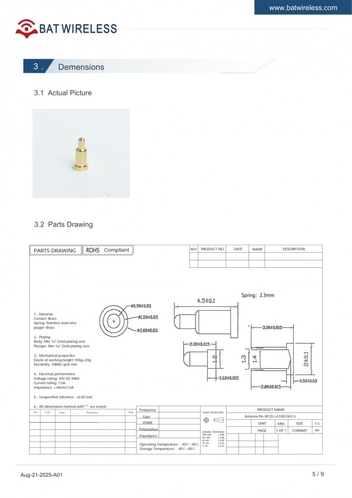 BWCD-L4.5W2.0H2.3 datasheet page 5