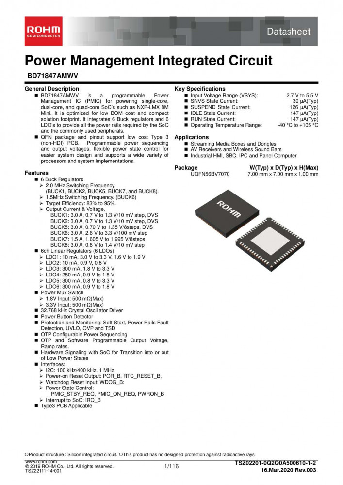 BD71847AMWV-E2 datasheet page 1