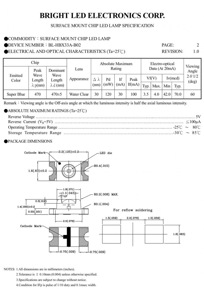 BL-HBX33A-B02-TRB specification, page 1