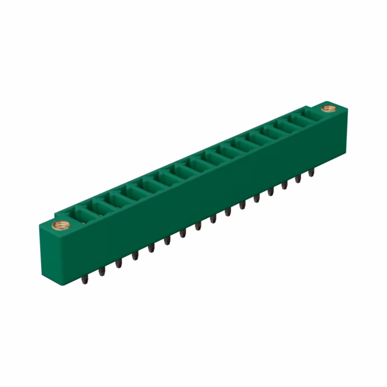 3.81mm Pitch Eurostyle Vertical PCB Header, with Threaded Retention Inserts, Green Housing, 16 Circuits for sale