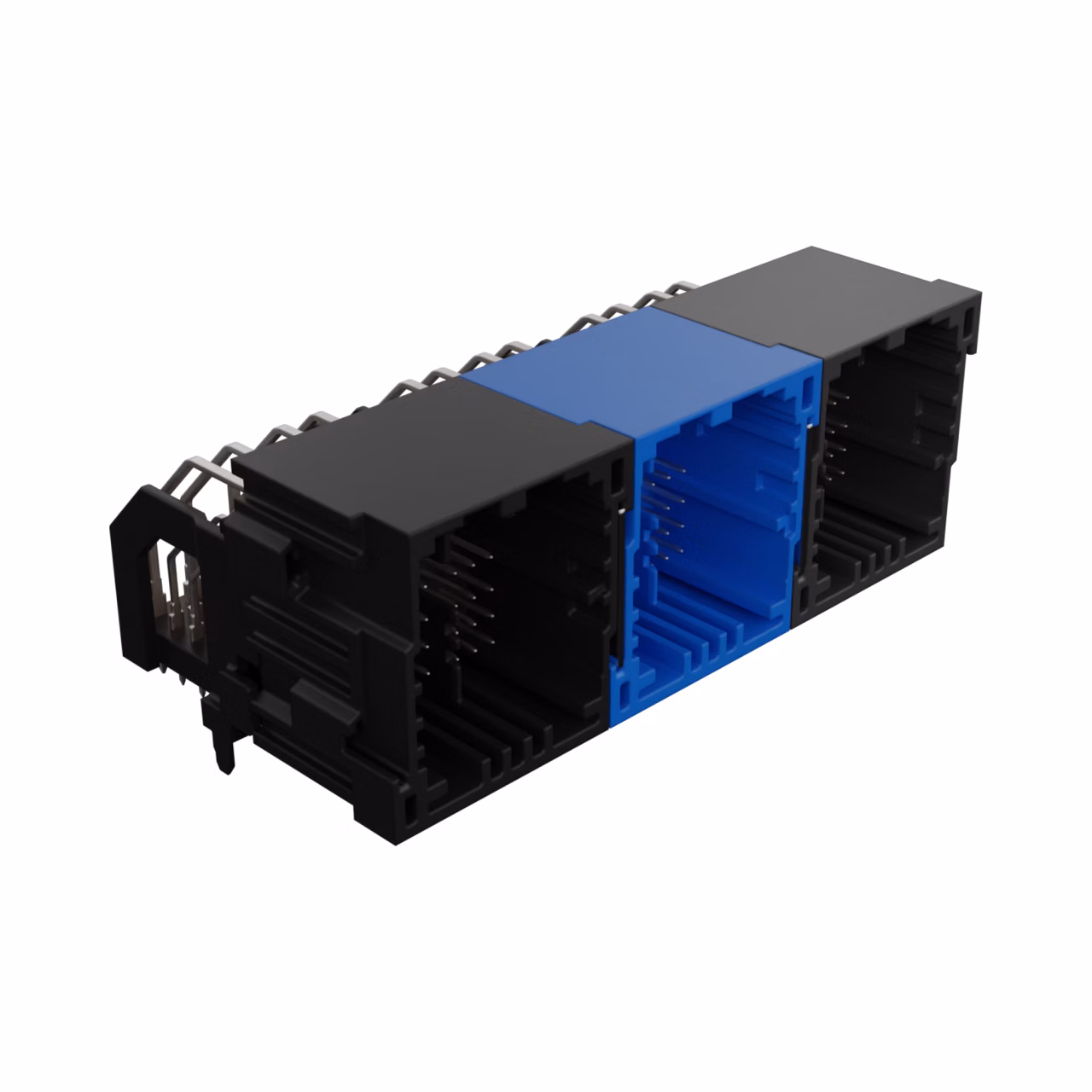 stAK50h 3 Bay Right-Angle Hybrid Header, 96 Circuits, Bay 1: 32 Circuits/Key 1/Black; Bay 2: 32 Circuits/Key 2/Blue; Bay 3: 32 Circuits/Key 3/Dark Gray; Tube for sale