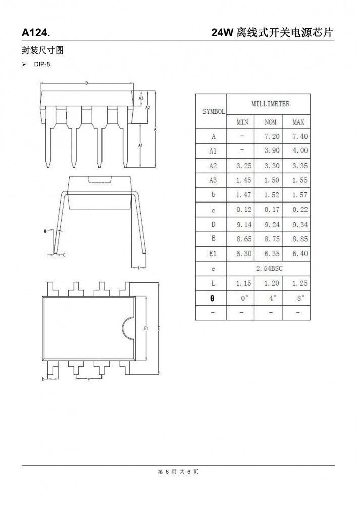 A124. datasheet page 6