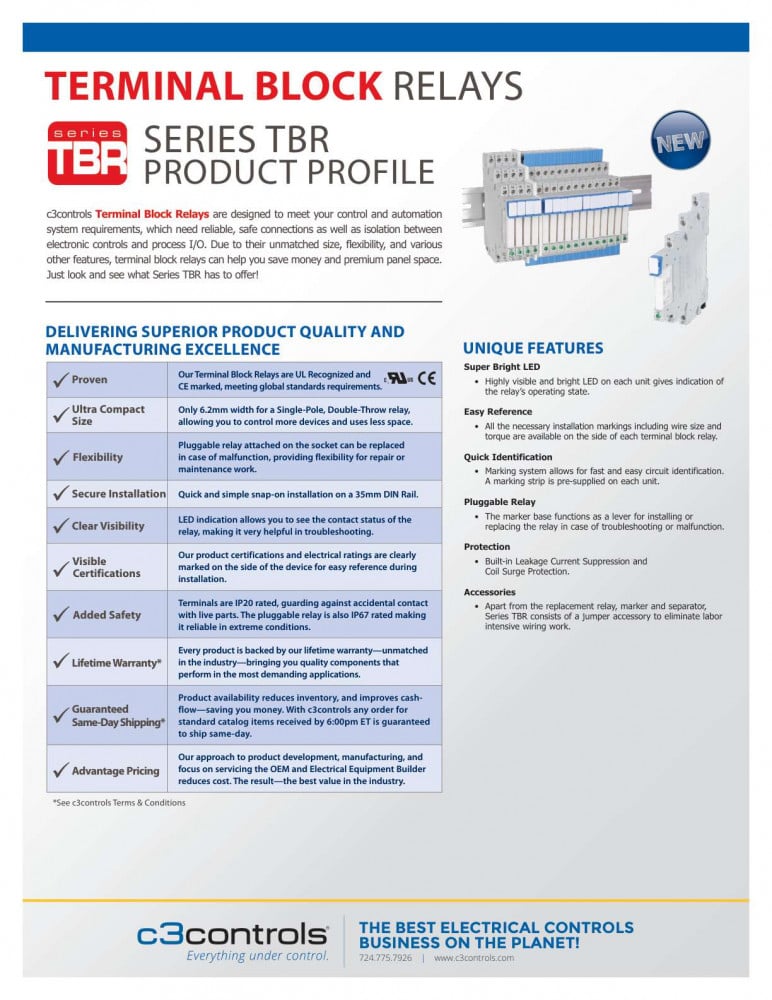 c3controls TBR product profile and specifications
