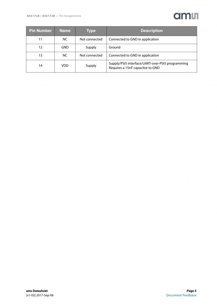 AS5172 datasheet page 5
