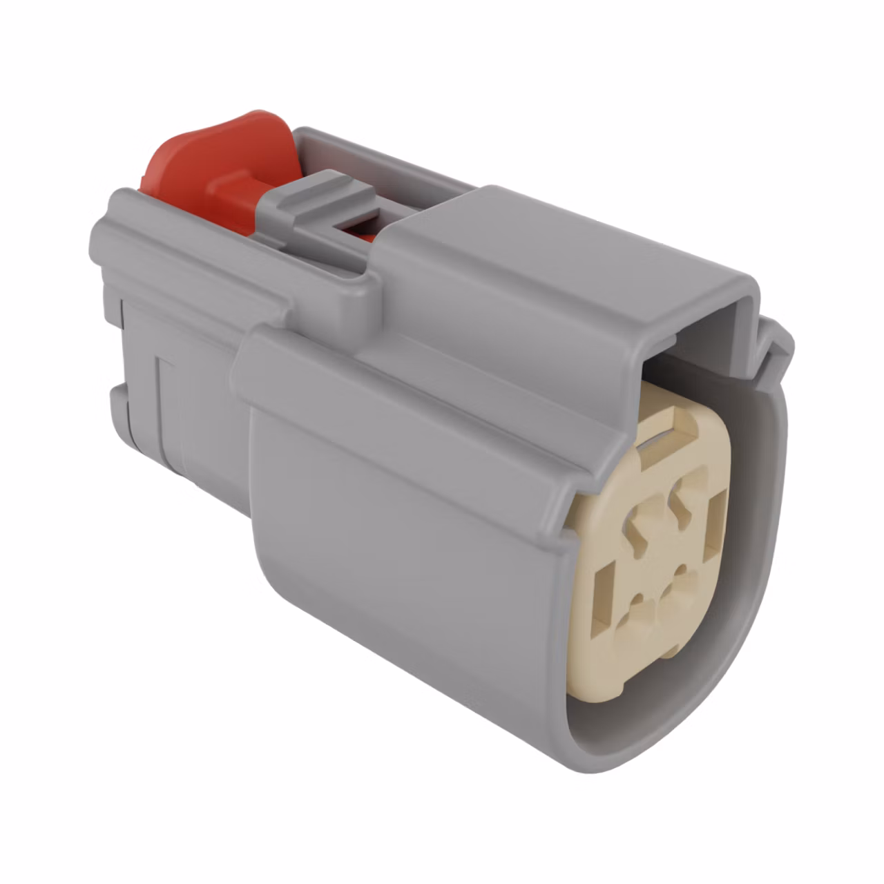 MX150 Mat-Sealed Female Connector Assembly, Dual Row, 4 Circuits, Keying Option B, with Connector Position Assurance, with Open Standard Grommet Cap, Light Gray for sale