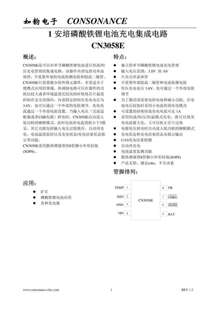CN3058E datasheet page 1