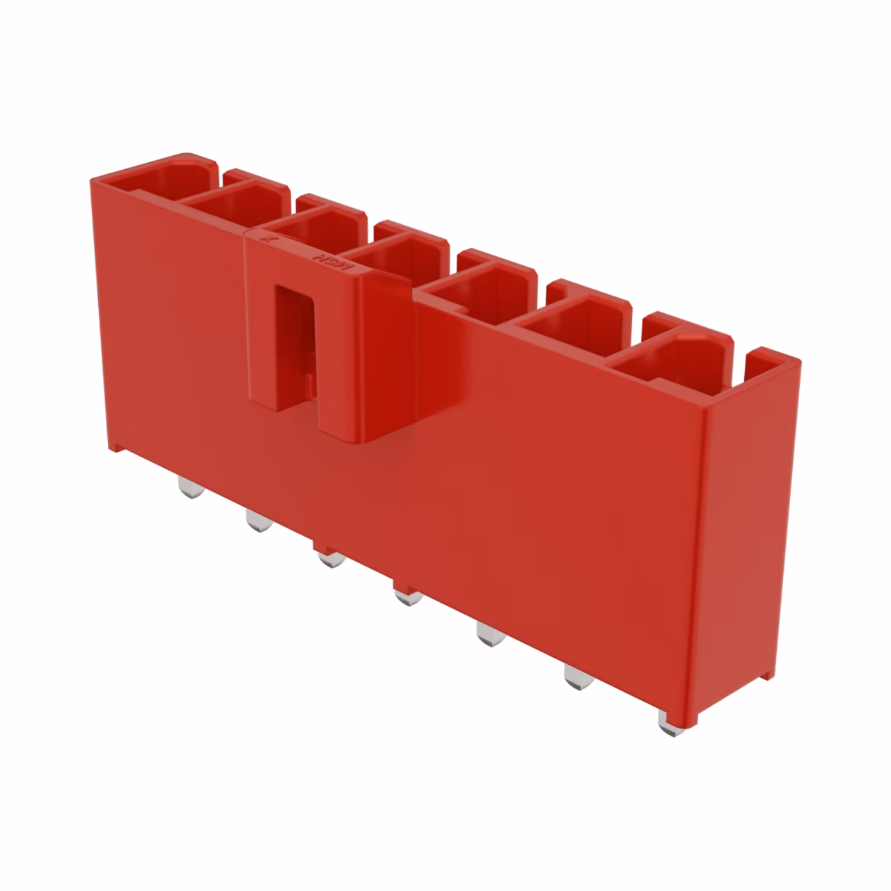 Mega-Fit ColorLock Vertical Header, 5.70mm Pitch, Single Row, 7 Circuits, Matte Tin (Sn) Plating, Glow-Wire Capable, Tray, Red for sale