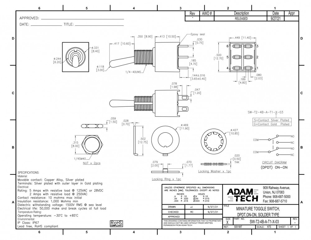 Product documentation image for ADAM TECH SW-T2-4B-A-T1-X-03