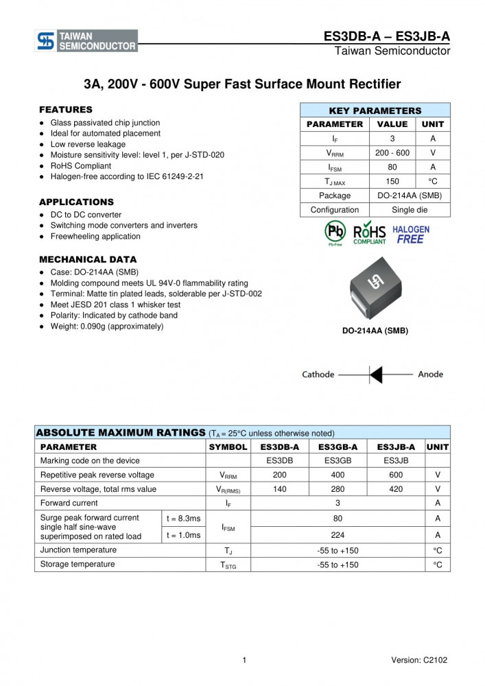 ES3GB-A technical document page 1
