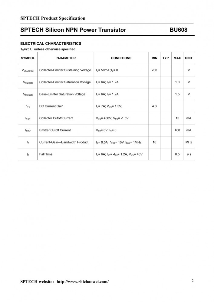 BU608 datasheet page 2