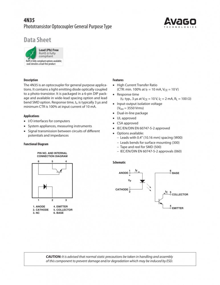 4N35-560E datasheet page 1