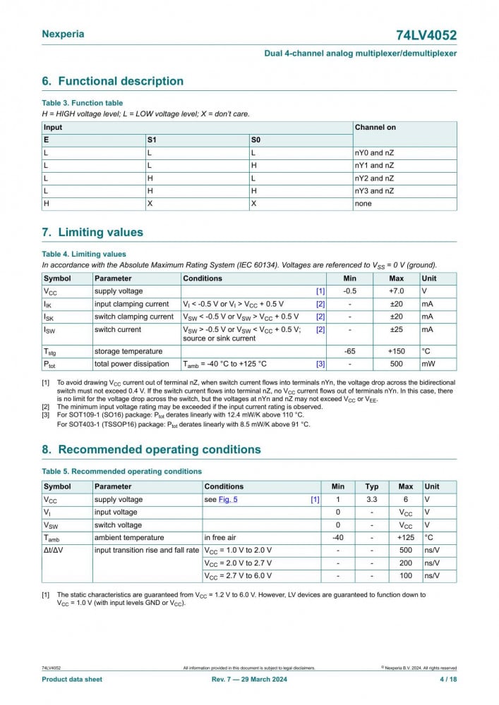 74LV4052 datasheet page 4