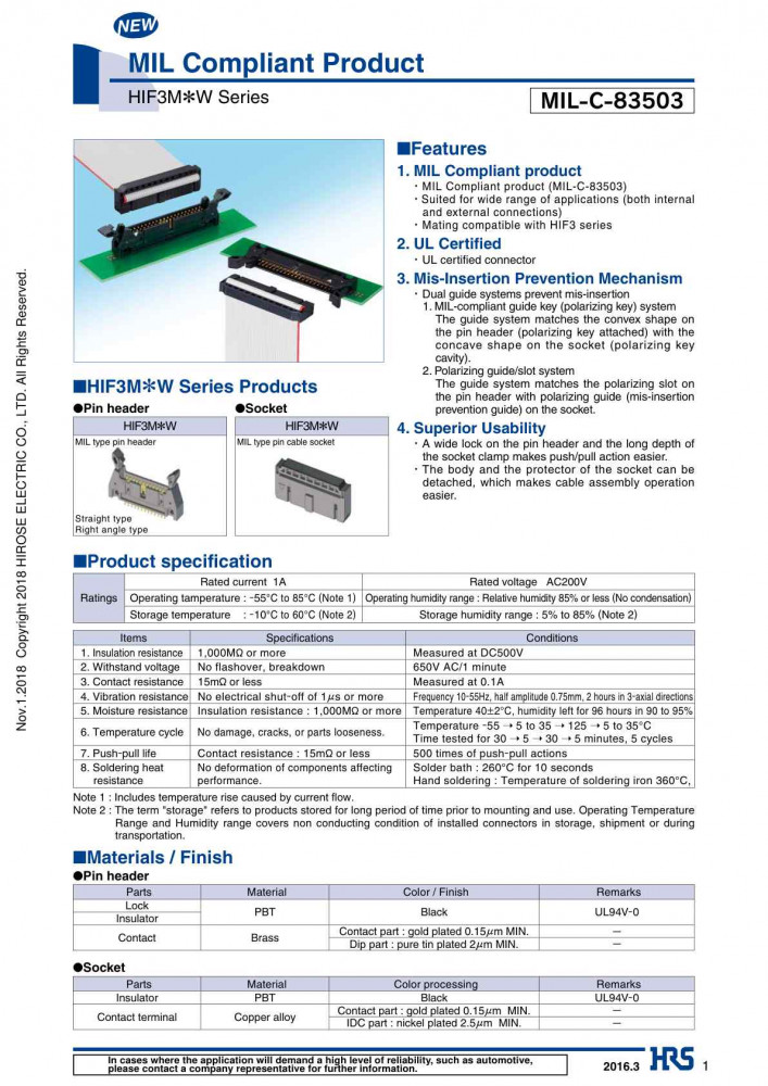 HIF3M series document page 1