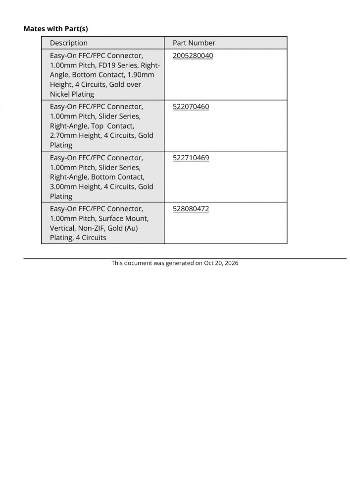 MOLEX FFC family specification, page 3