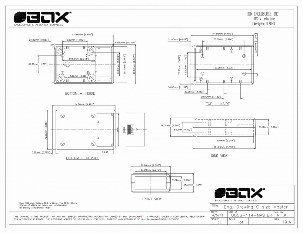 UOCS-114 enclosure drawing and visual reference