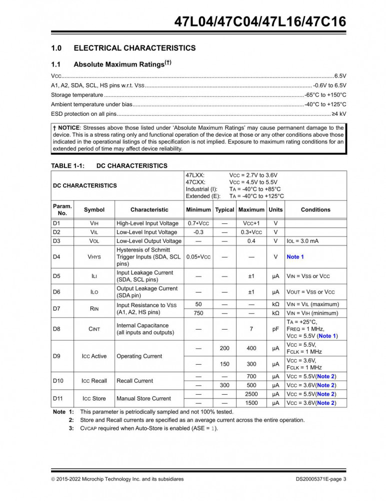 47L04-I/SN datasheet page 3