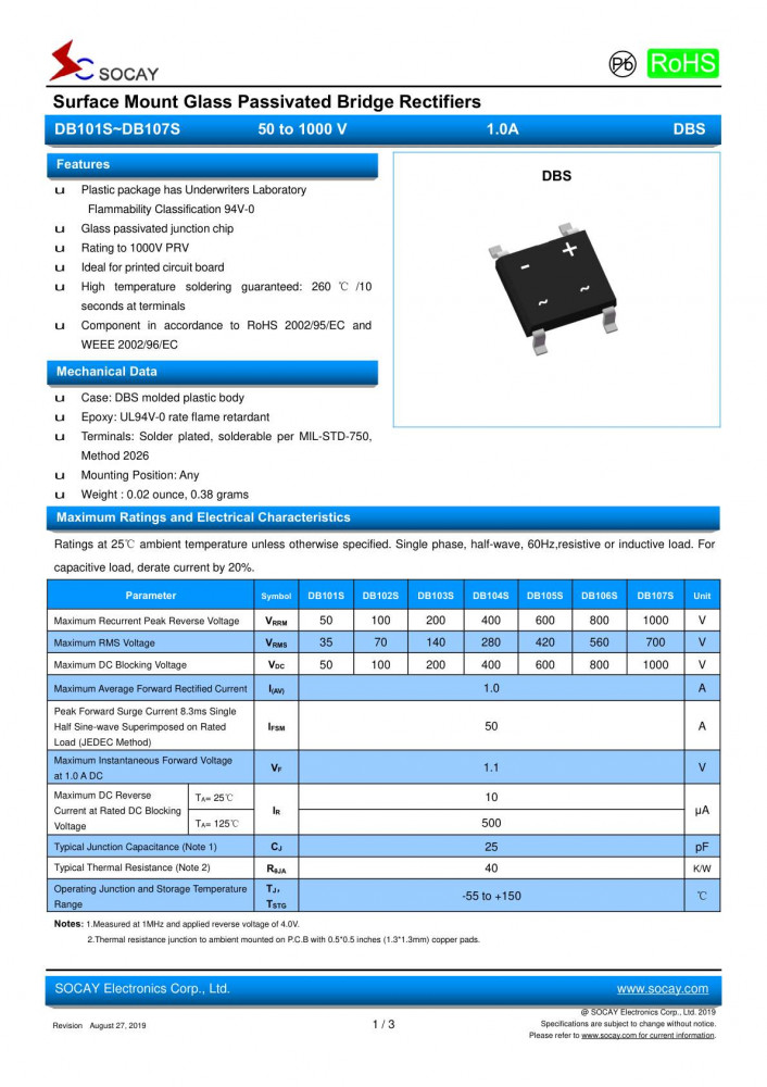 DB106S datasheet page 1