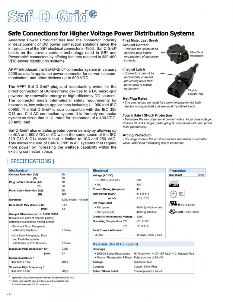 Anderson Power 2005G3 technical document page 2