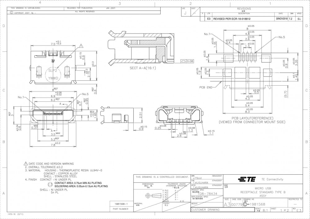 TE Connectivity 1981568-1 technical document page 1