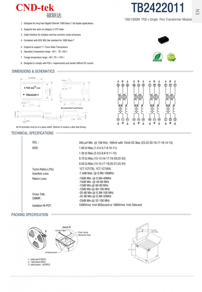 CND-tek TB2422011 technical document page