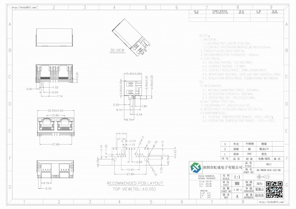 HC-WK88-H16-1X2-DB technical document page