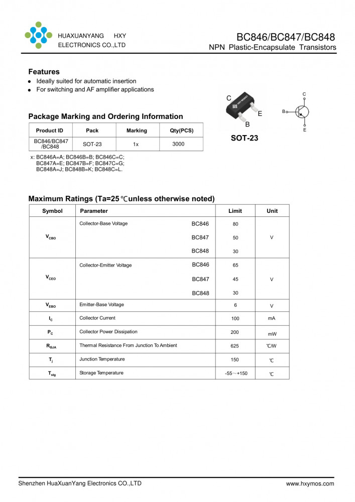 BC847C datasheet page 1