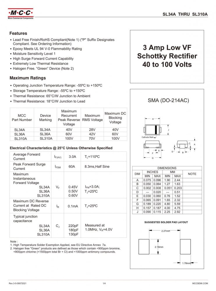 SL310A-TP MCC datasheet page 1
