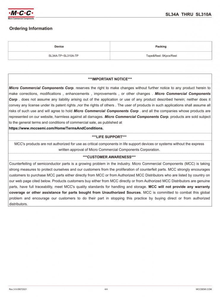 SL310A-TP MCC datasheet page 4