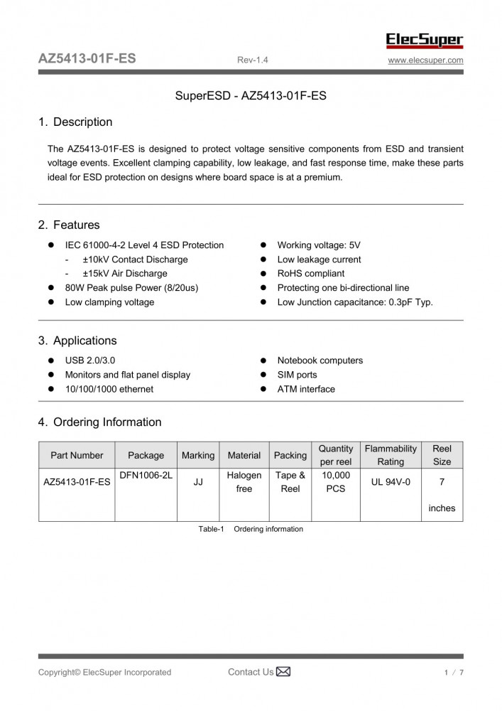 AZ5413-01F-ES datasheet page 1