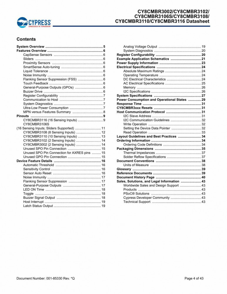 CY8CMBR3106S datasheet page 5