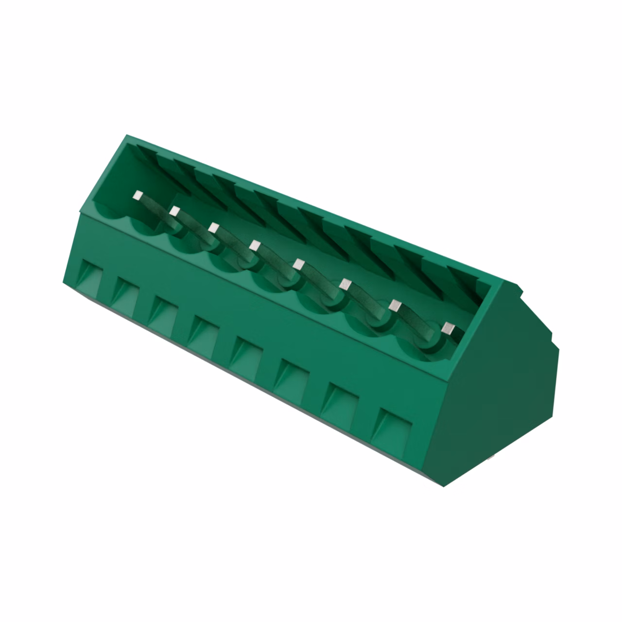 5.00mm Pitch Eurostyle 45° Angle PCB Header, Closed Ends, 8 Circuits, Green for sale