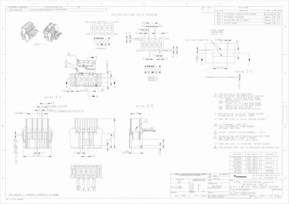 TE Connectivity 293009-3 technical document preview
