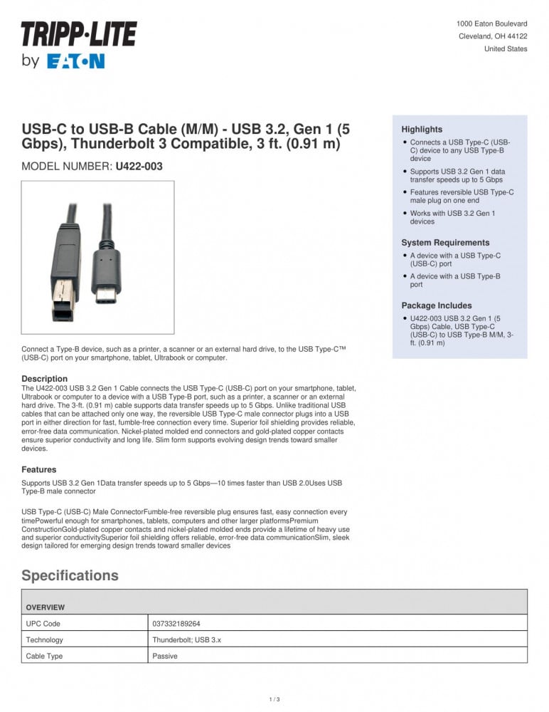 U422-003 technical document page 1