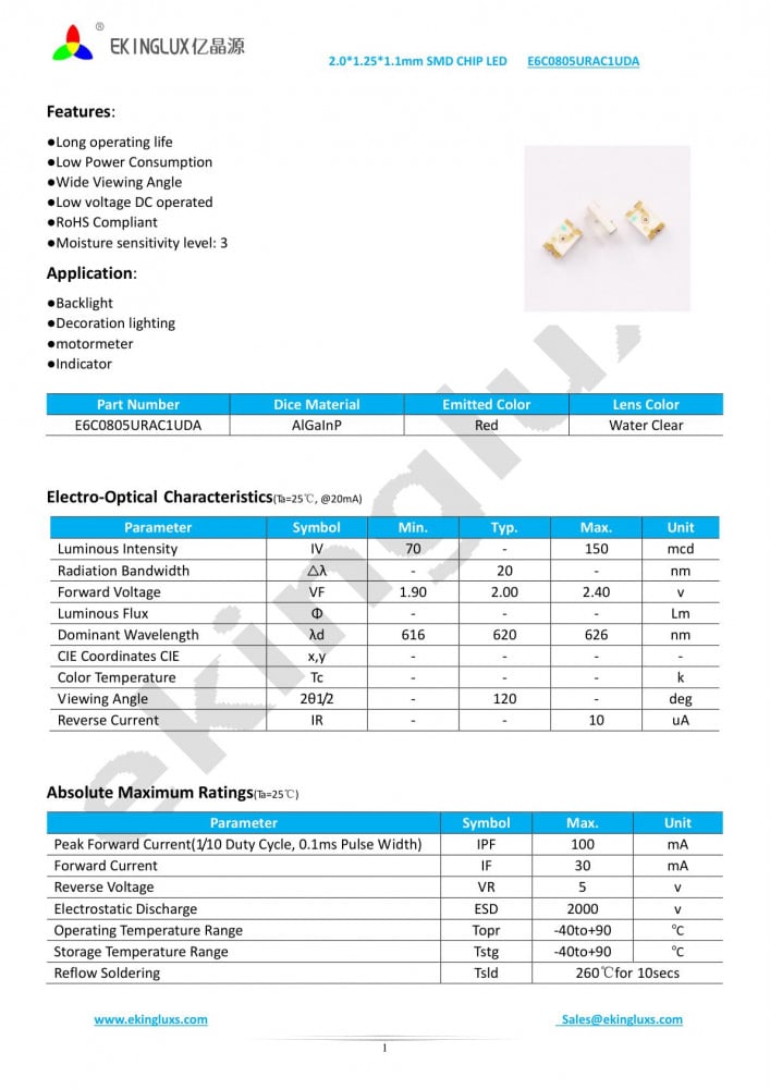 E6C0805URAC1UDA datasheet page 1