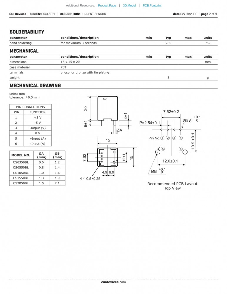 CS0550BL datasheet page 2