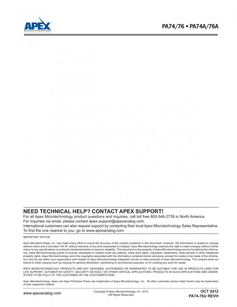 PA74 / PA76 datasheet page 5