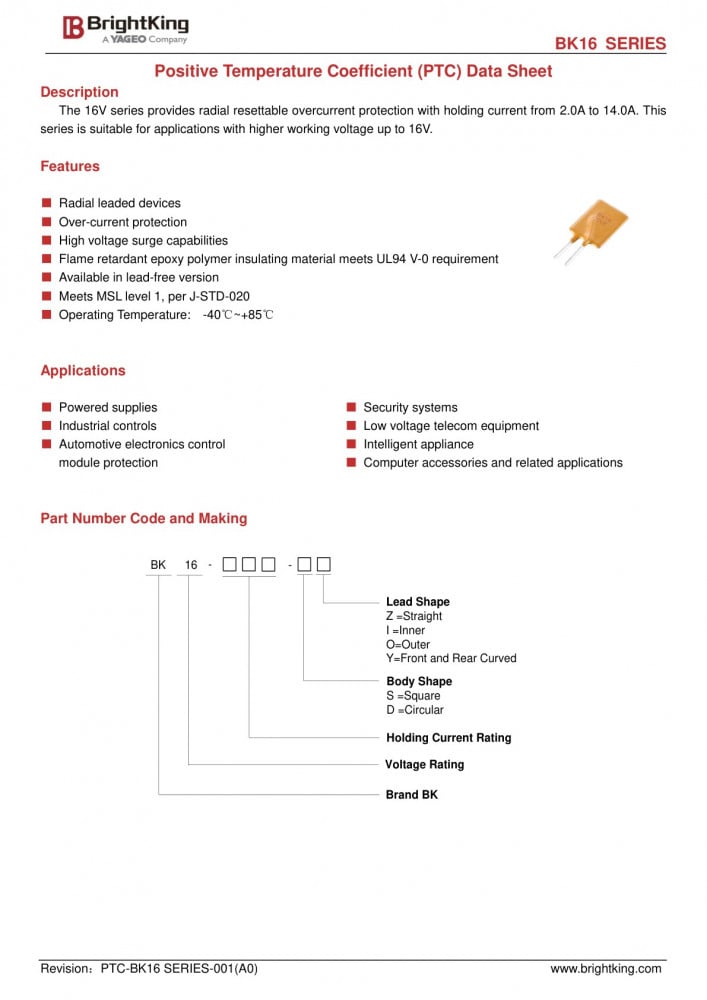 BK16-600-SZ datasheet page 1