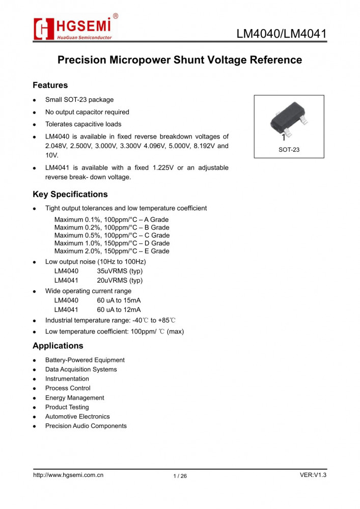 HGSEMI LM4041 datasheet page 1