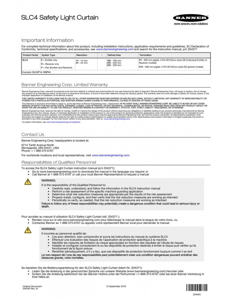 SLC4 product document preview, page 1