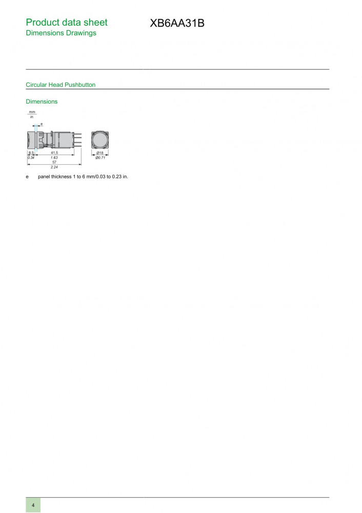 XB6AA31B technical document page 4